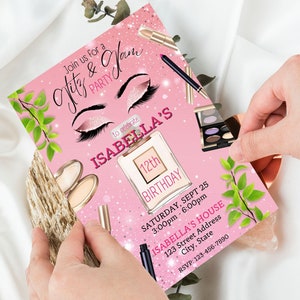Makeup Birthday Party Invitation, Editable Glamorous Spa Invite ...