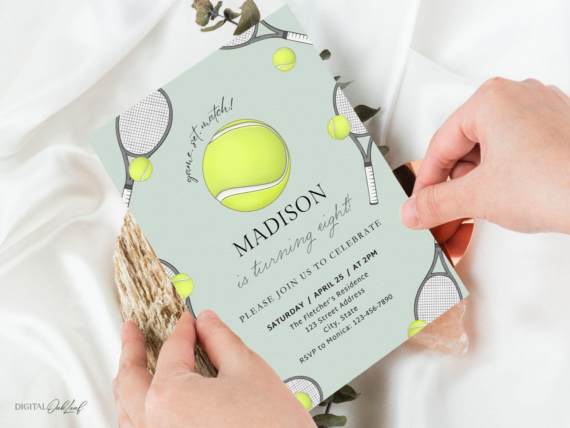 Tennis Birthday Invitation Template, Editable Sports Party Invite, Game ...
