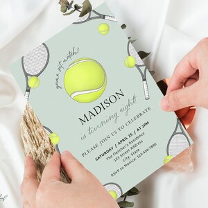 Tennis Birthday Invitation Template, Editable Sports Party Invite, Game ...