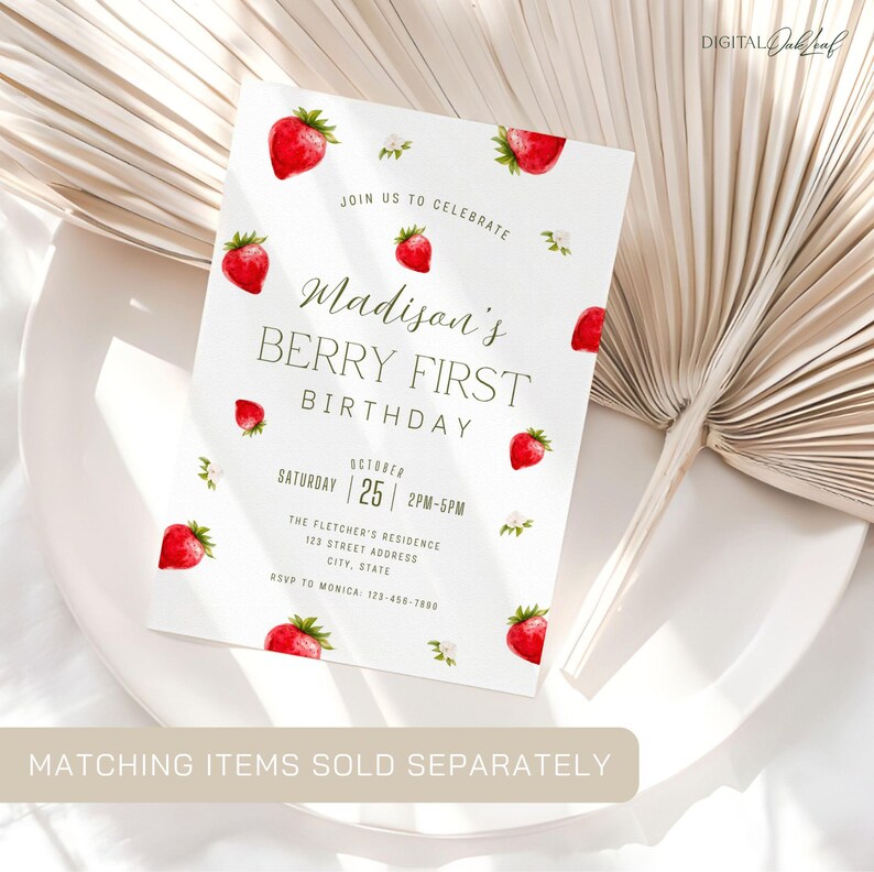 Editable Strawberry Birthday Banner, Happy Birthday Party Decor ...