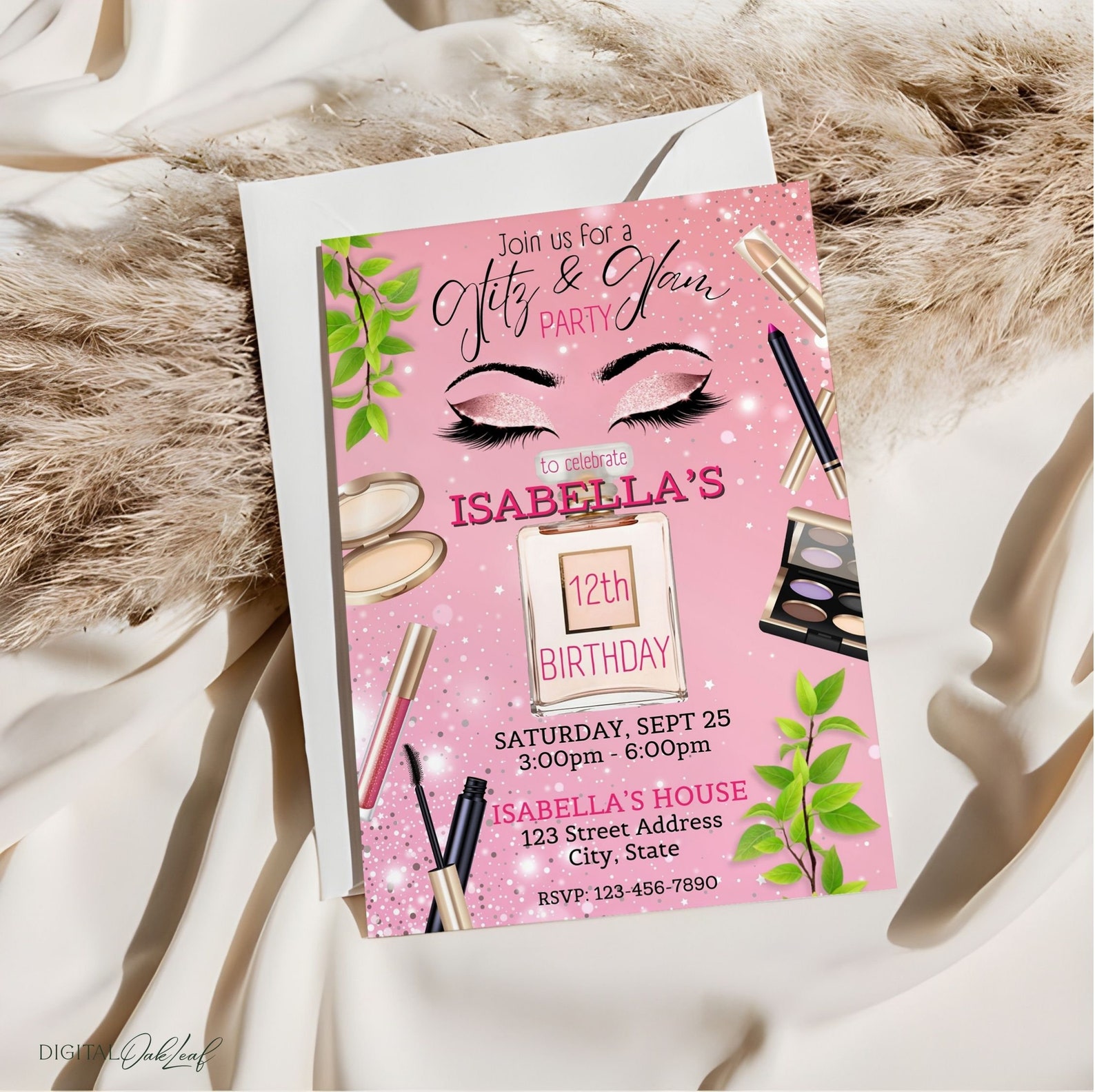 Makeup Birthday Party Invitation, Editable Glamorous Spa Invite ...