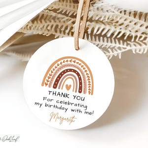 Boho Rainbow Thank You Tag, Simple Birthday Party Favor Tags, Girls ...