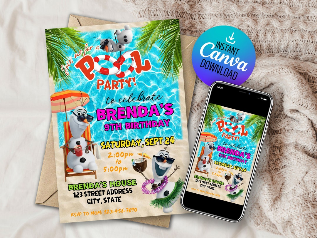 Pool Party Birthday Invitation Kids Swimming B-day Party - Etsy