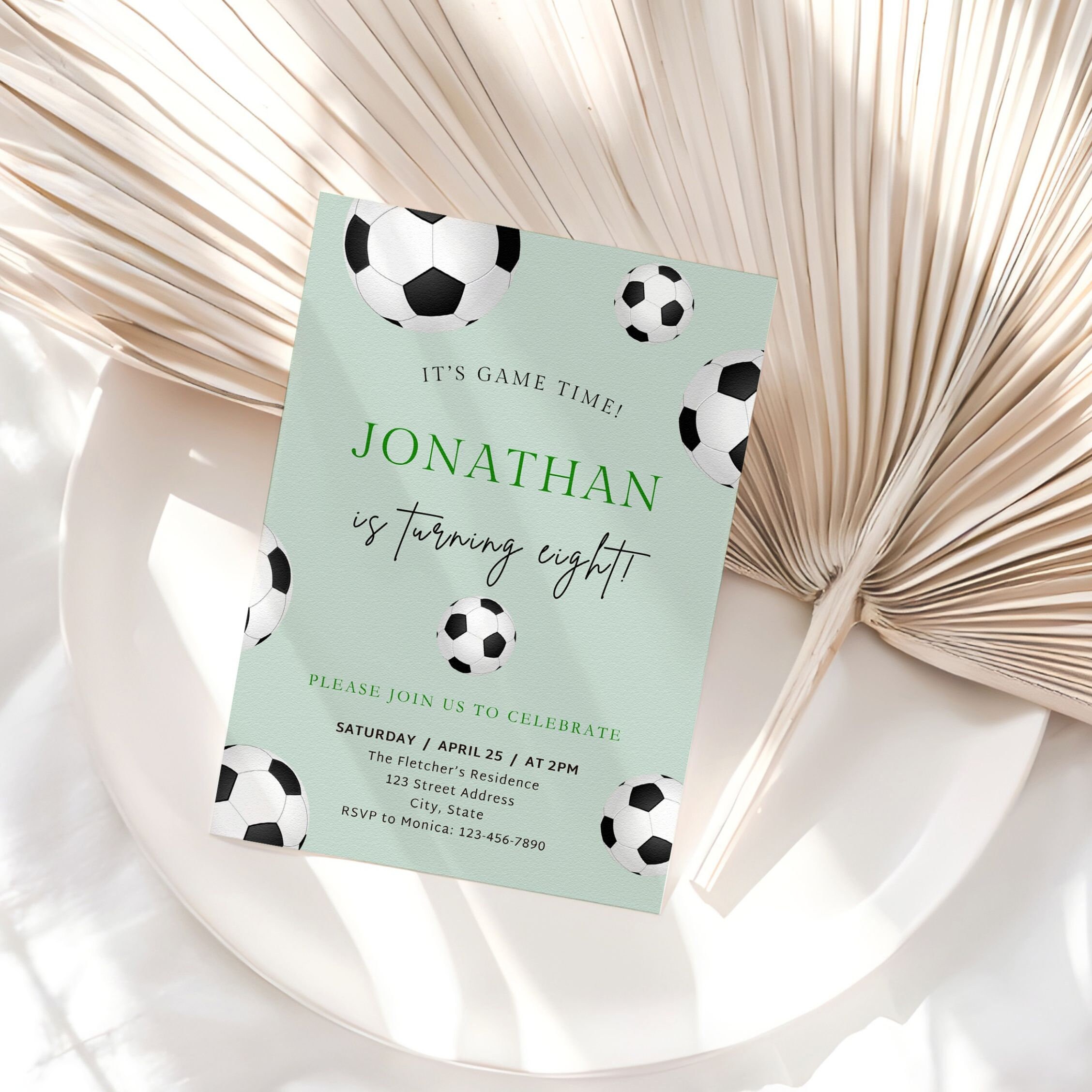 Soccer Birthday Invitation Template, Editable Football Party Invite ...