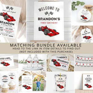 Race Car Thank You Card Template, EDITABLE Birthday Thank You Card With ...