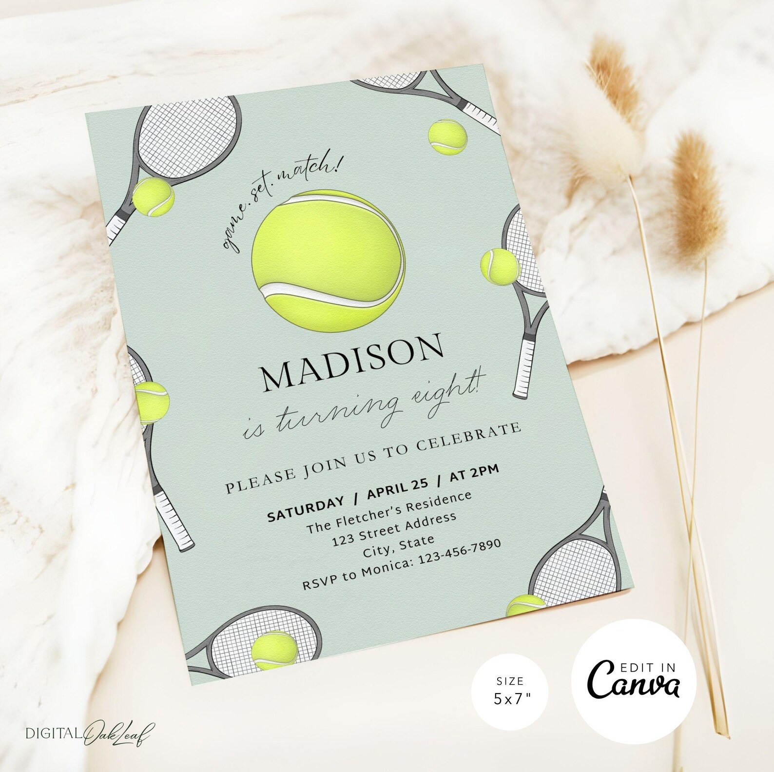 Tennis Birthday Invitation Template, Editable Sports Party Invite, Game ...
