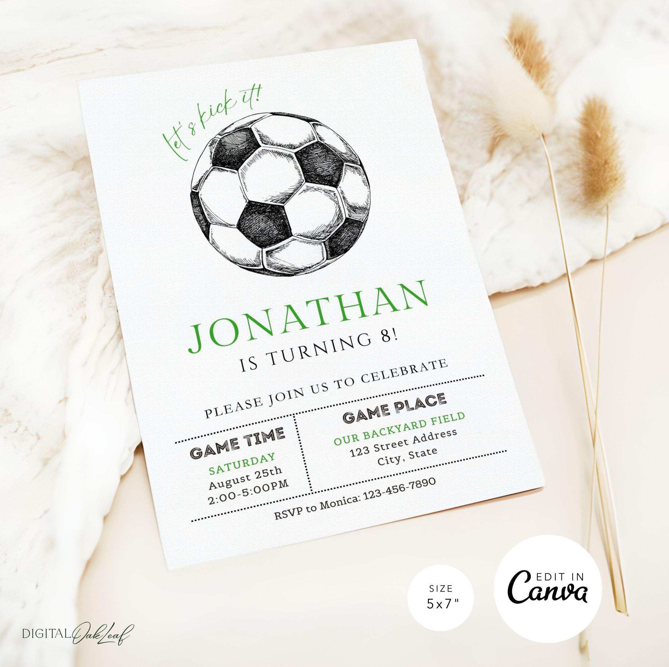 Soccer Birthday Invitation Template, Editable Football Party Invite ...