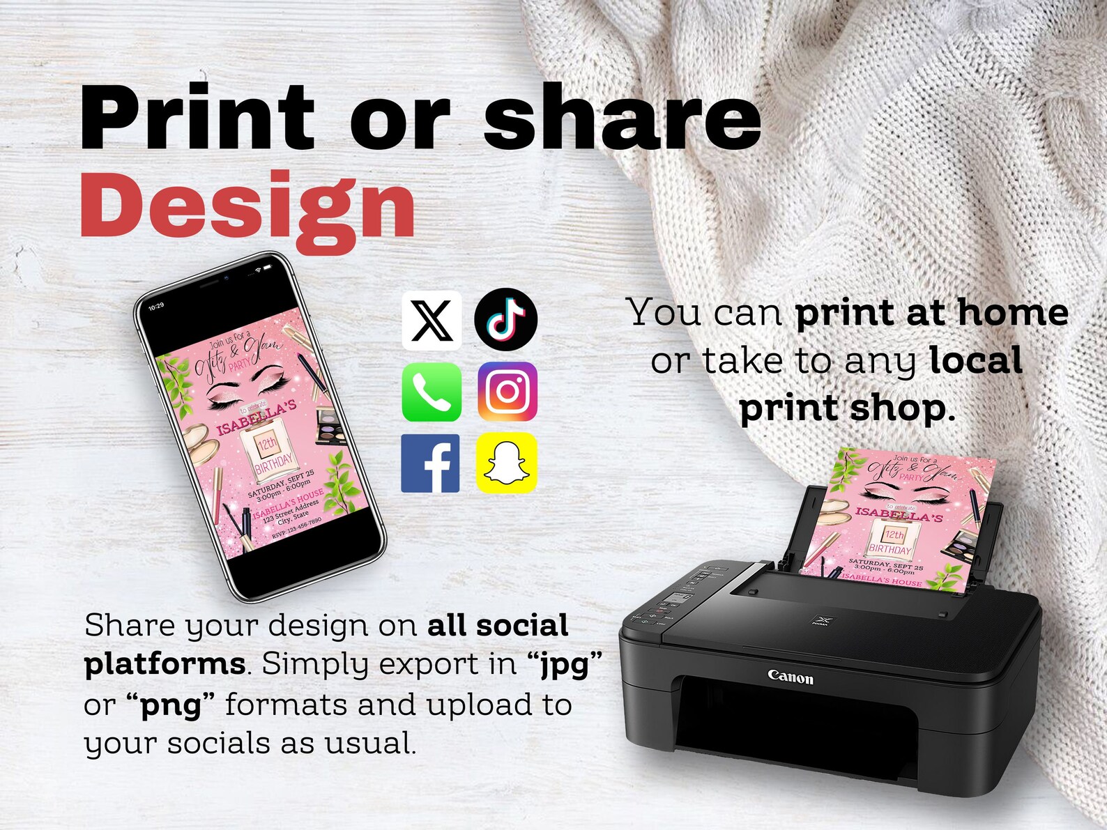 Makeup Birthday Party Invitation, Editable Glamorous Spa Invite ...