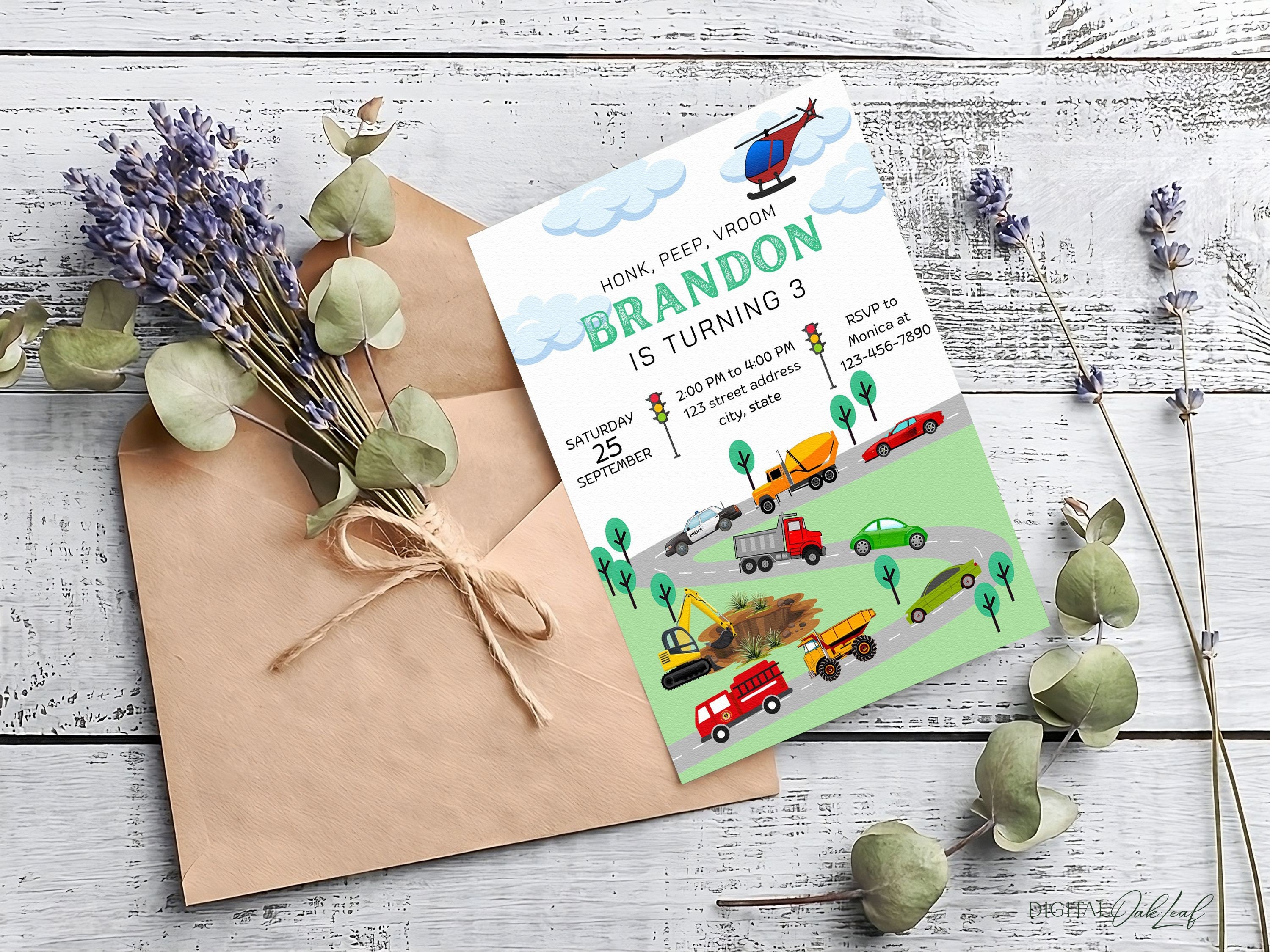 Transportation Birthday Invitation Template, Editable Fun Transport ...