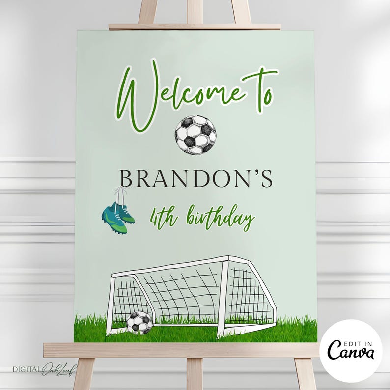 Editable Soccer Welcome Sign Template, Kids Football Birthday Party ...