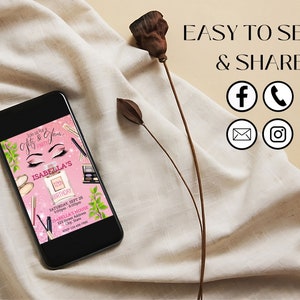 Makeup Birthday Party Invitation, Editable Glamorous Spa Invite ...