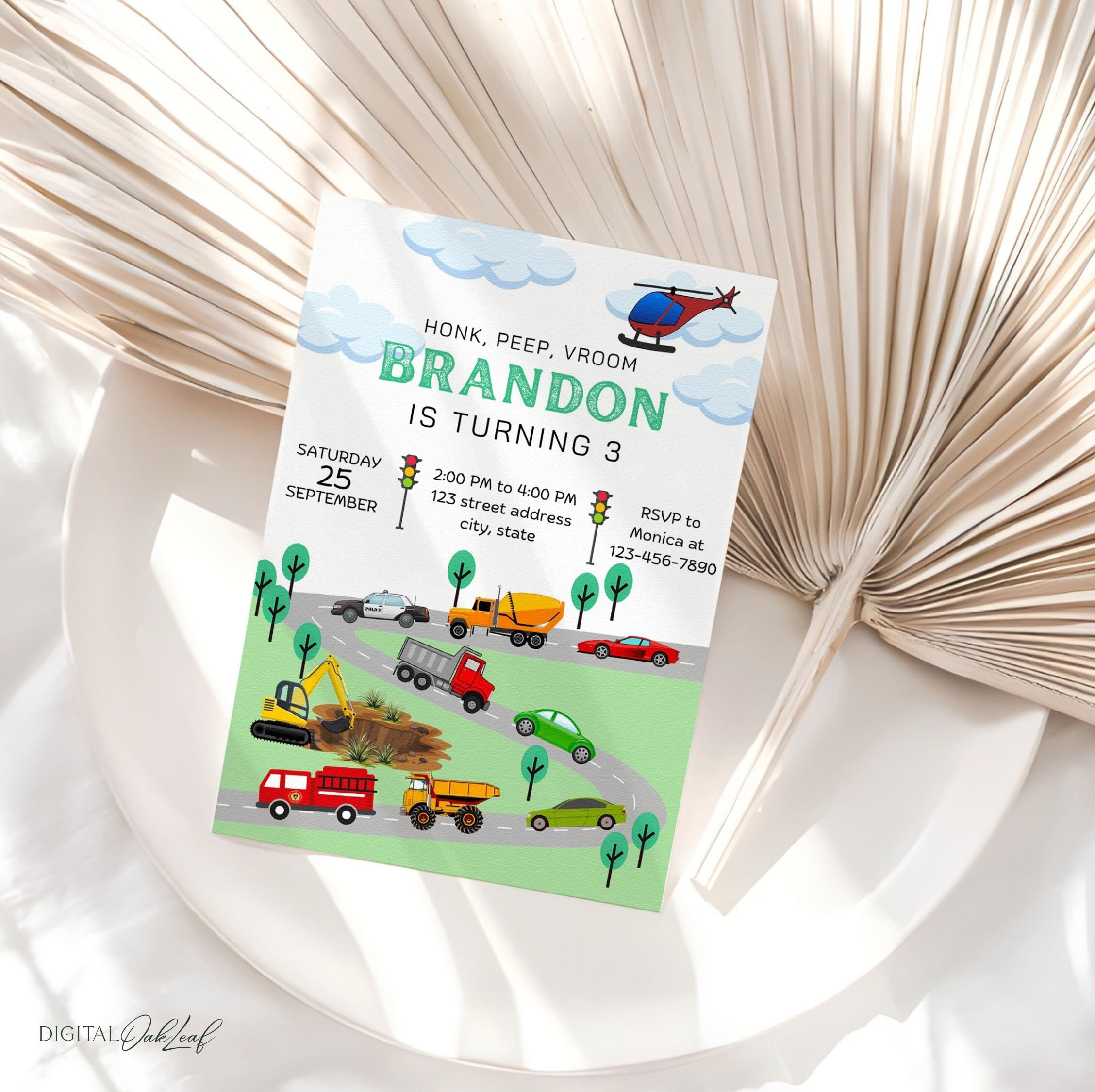 Transportation Birthday Invitation Template, Editable Fun Transport ...