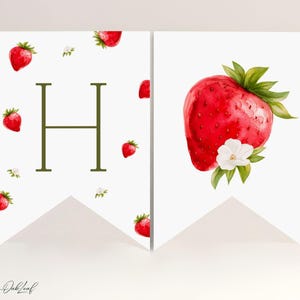 Editable Strawberry Birthday Banner, Happy Birthday Party Decor ...