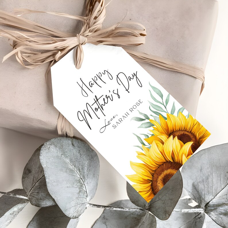 Mother's Day Gift Tag Template, Printable Sunflowers Mothers Day Favor ...