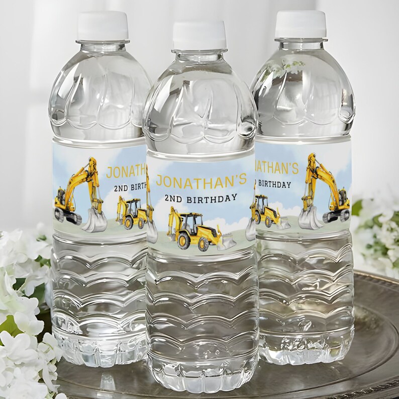 EDITABLE Construction Water Bottle Label Template, Printable Kids ...