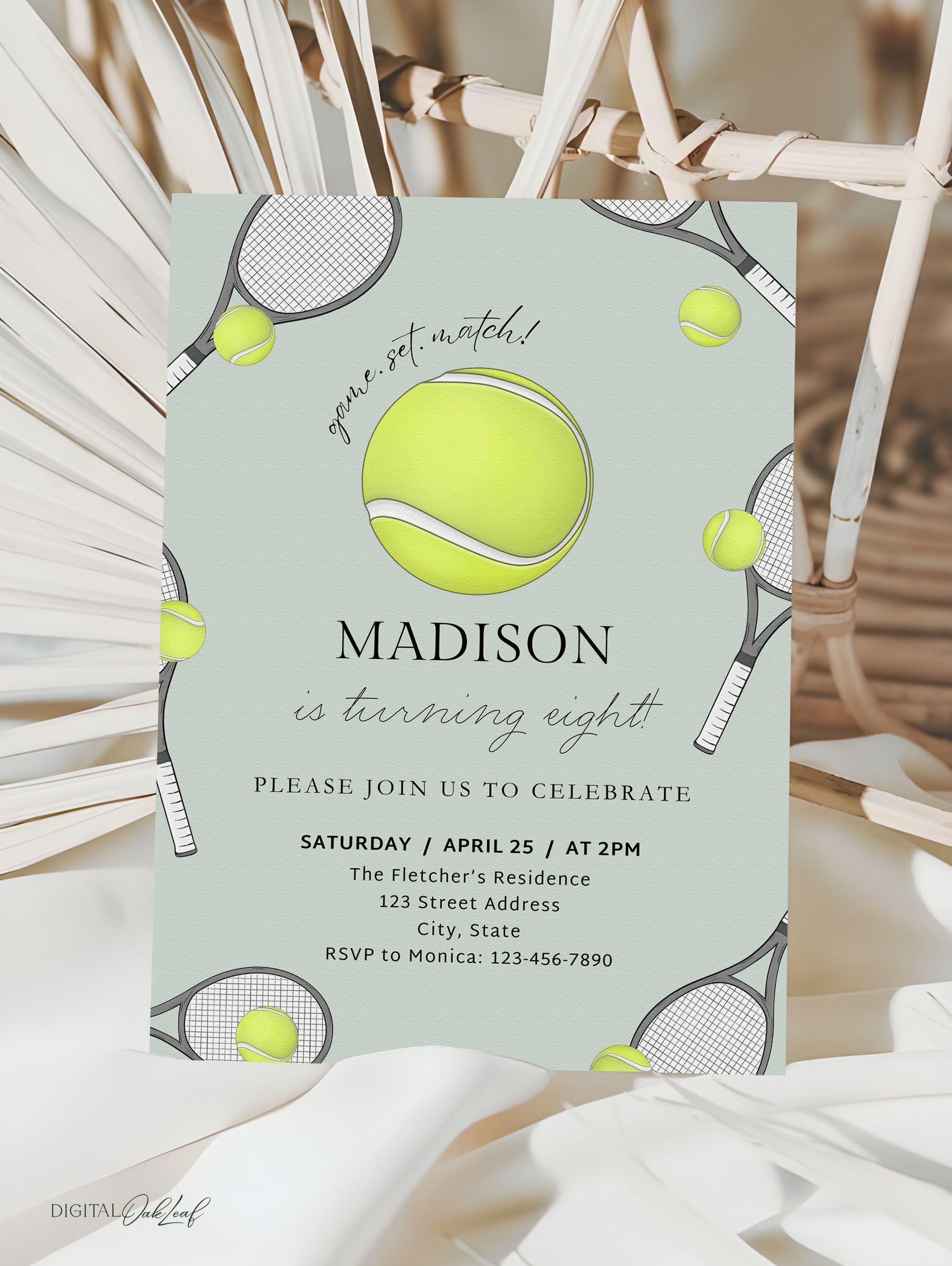 Tennis Birthday Invitation Template, Editable Sports Party Invite, Game ...