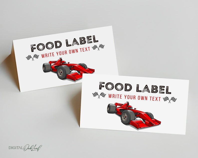 Editable Racing Car Food Label, Fast Car Birthday Party Food Tent Cards ...