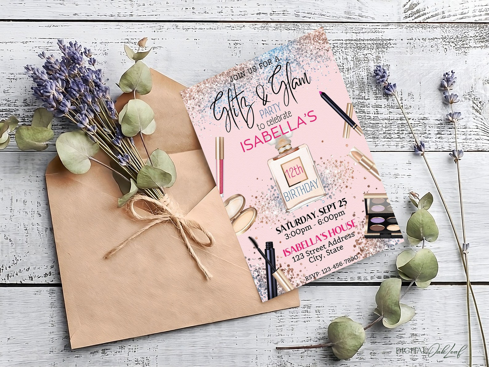 Makeup Birthday Party Invitation, Editable Glamorous Spa Invite ...