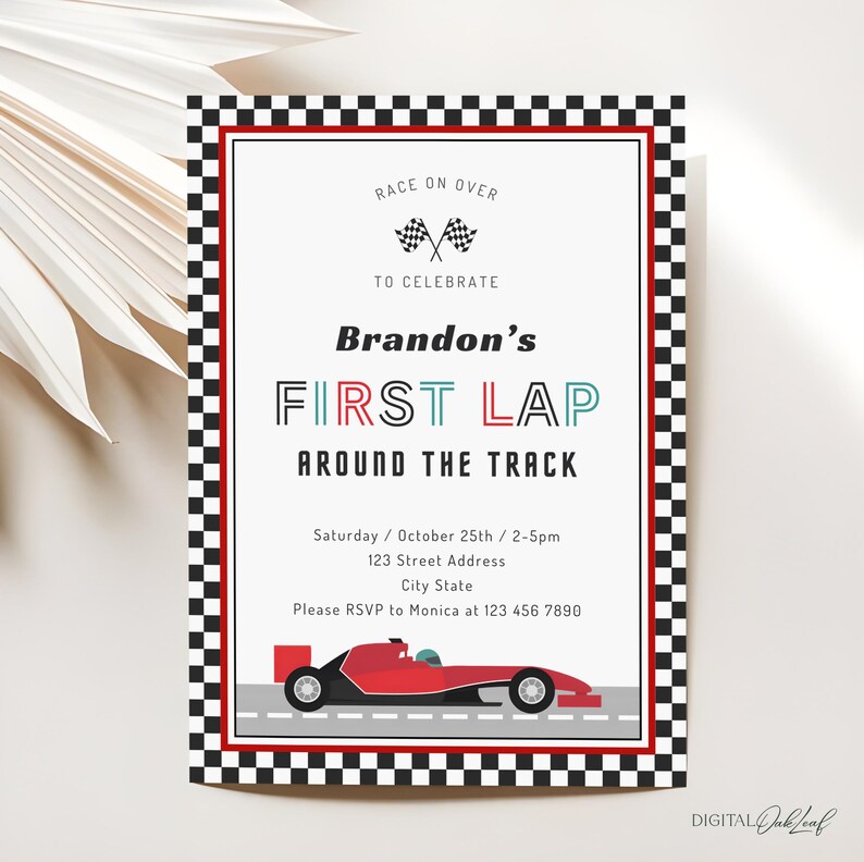Racing Car Invitation, Editable Sport Car Party Invite, Boys Race Car ...