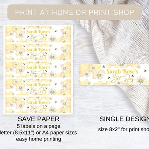 EDITABLE Bee-day Water Bottle Label Template, Printable Kids 1st ...