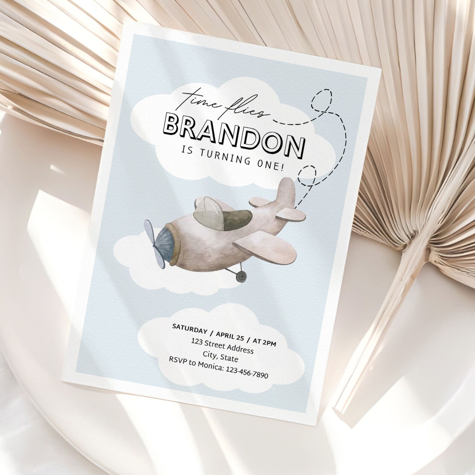 Airplane Birthday Invitation Template, Editable Aviation Birthday Party ...