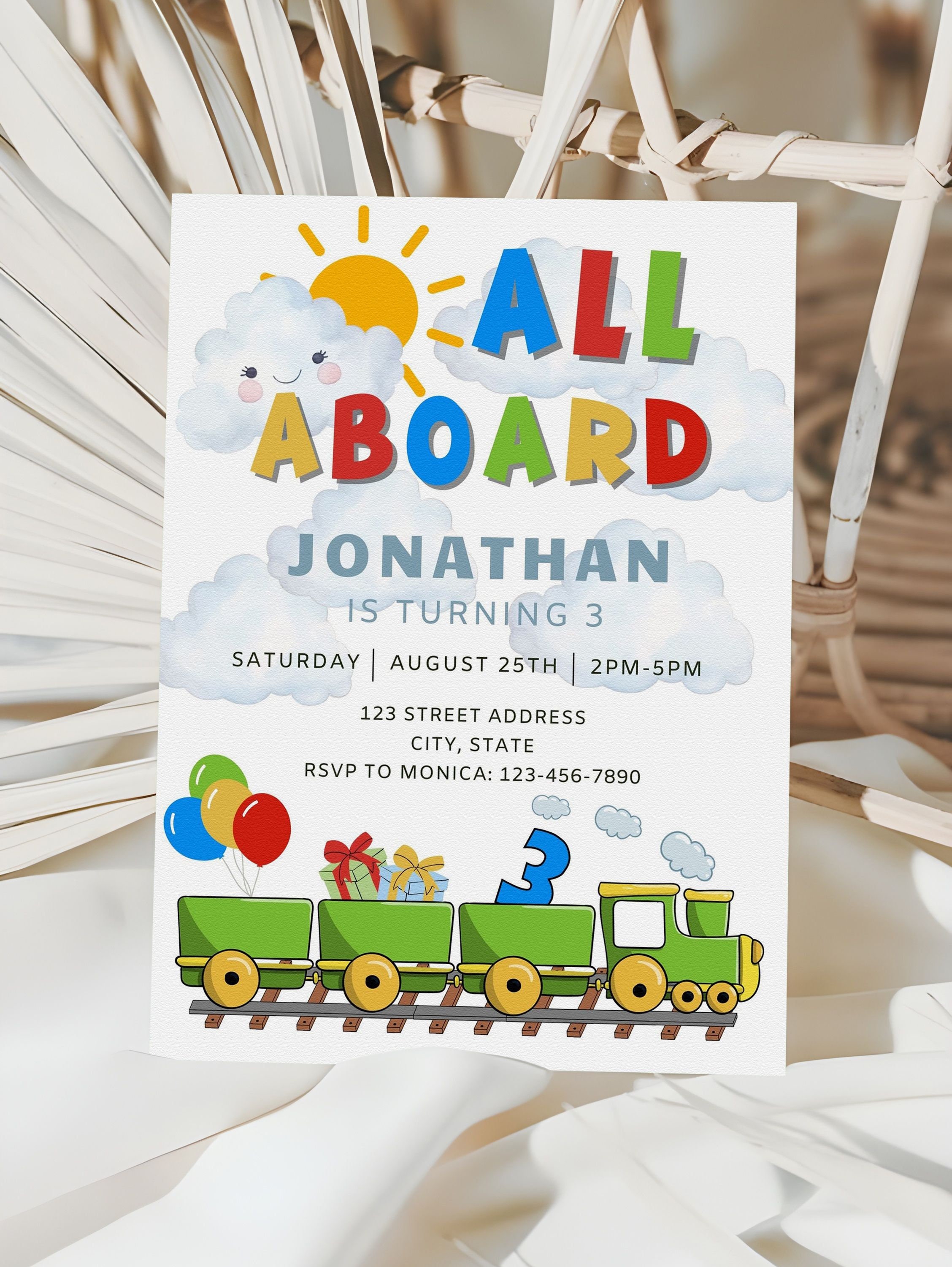 Editable Train Birthday Invitation, Any Age Birthday Invitation ...