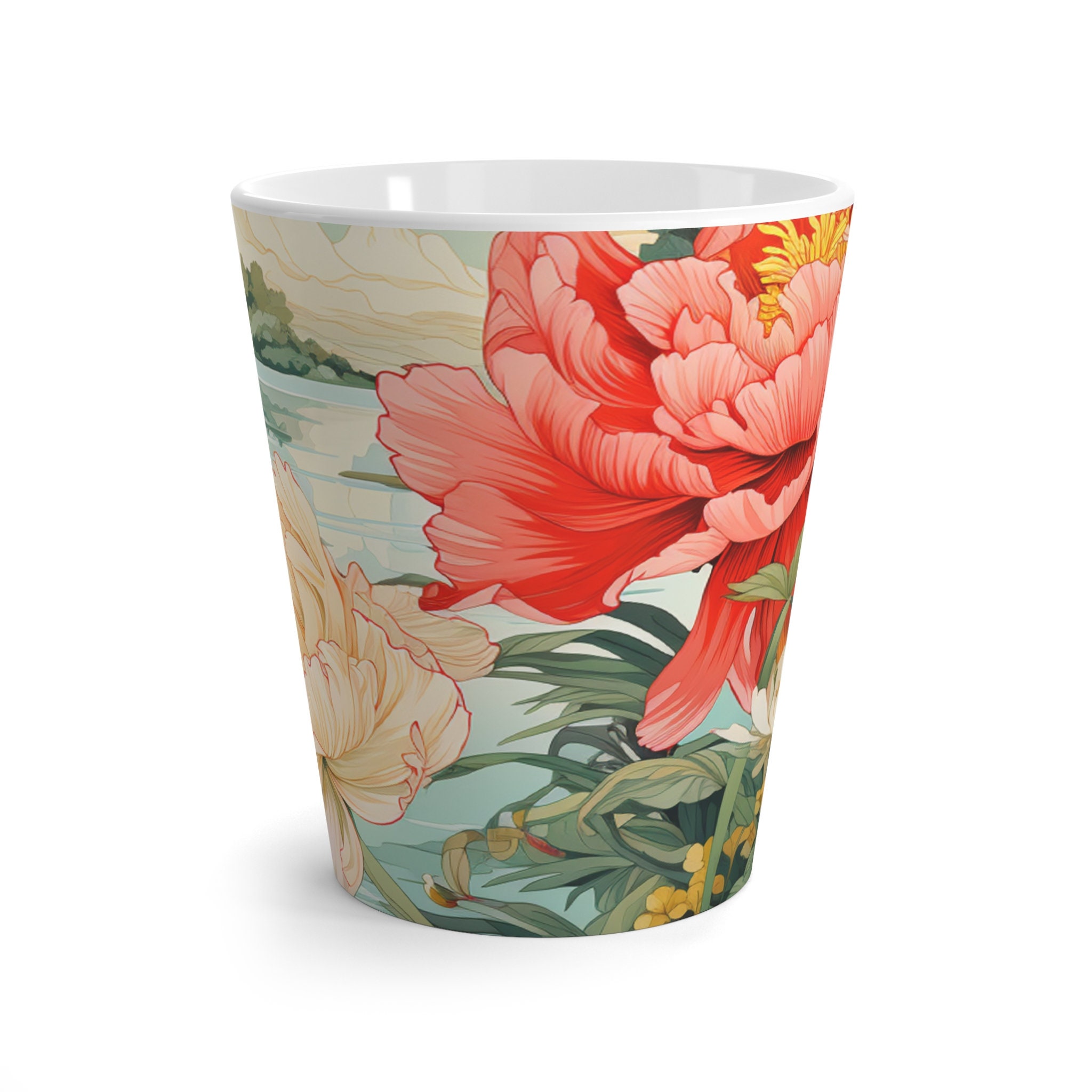 Floral 12oz Latte Mug, Coffee and Tea Mug, Latte Tea Art Roses - Etsy