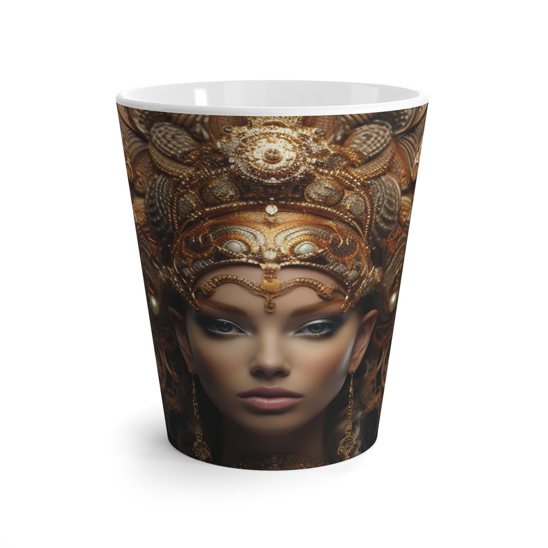 Latte Coffee Cup Crown Queen Mug Young Girl Golden Crown Queen Coffee ...