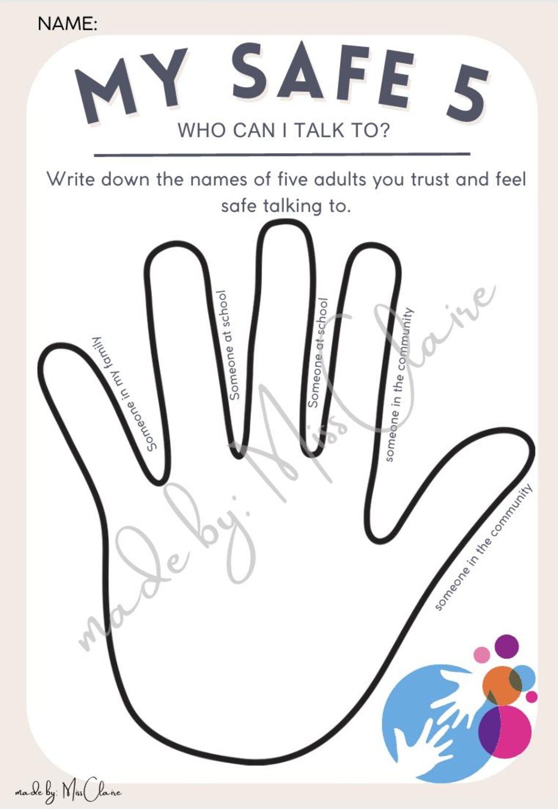 Protective Behaviour 3 X Worksheet Activities - Etsy
