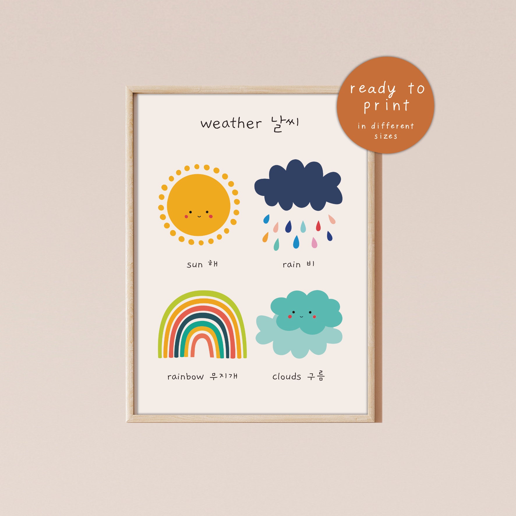 5 Bilingual Korean Educational Posters, Korean Learning Posters, Set of ...