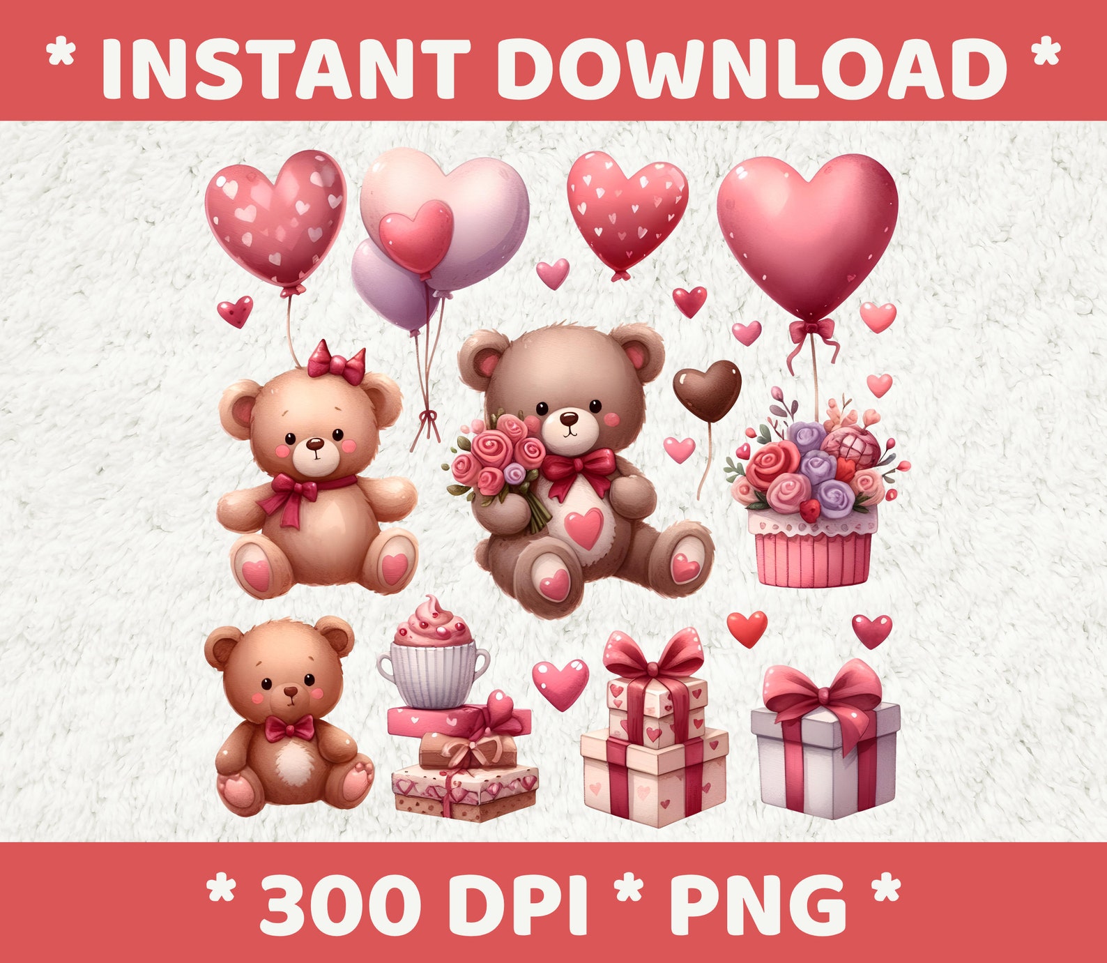 Teddy Bear Clipart, Cute Clipart, Birthday Clipart, Baby Bear Clipart ...