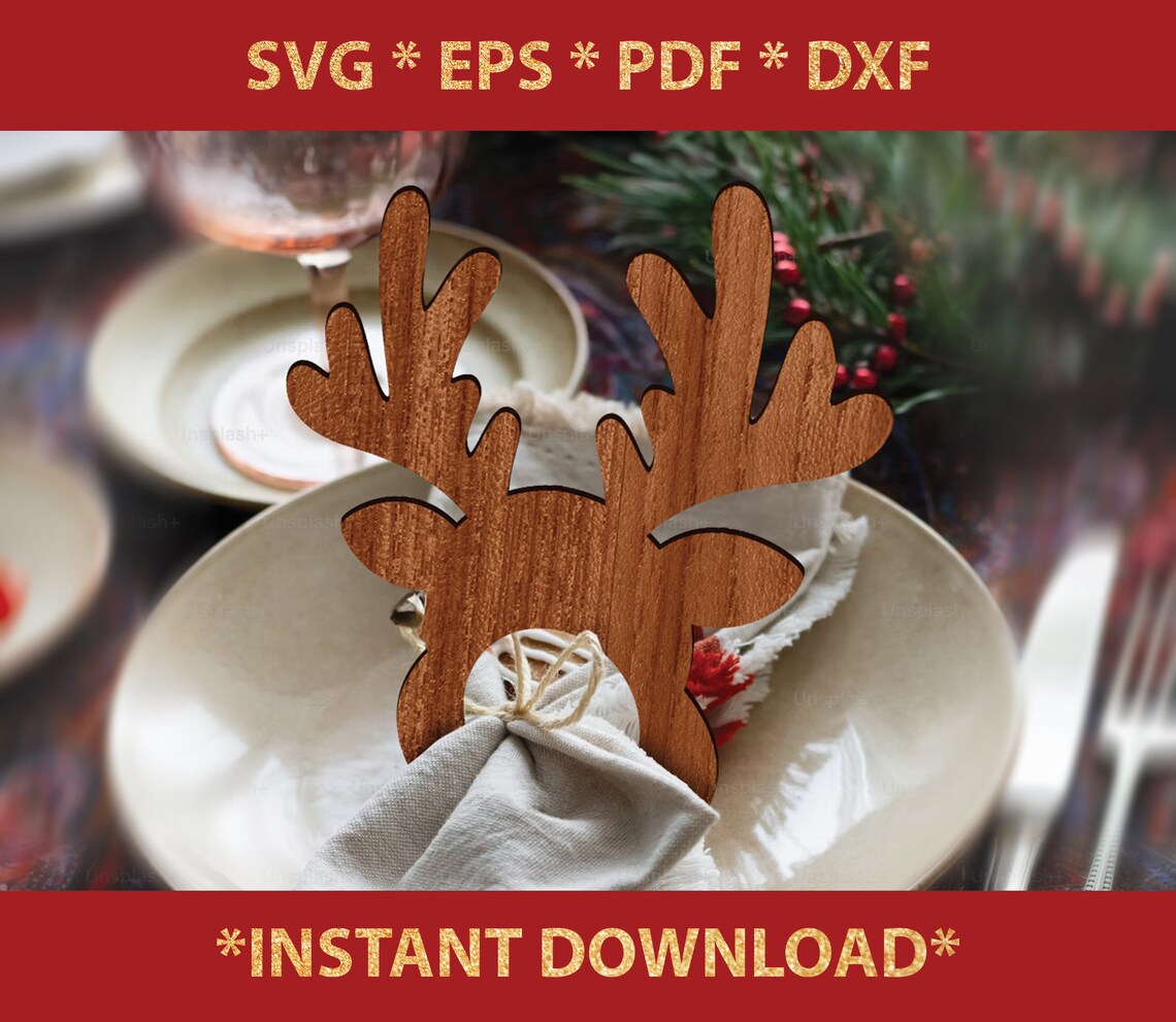 Reindeer Napkin Ring, Reindeer Svg, Christmas Napkin Ring SVG, Napkin ...
