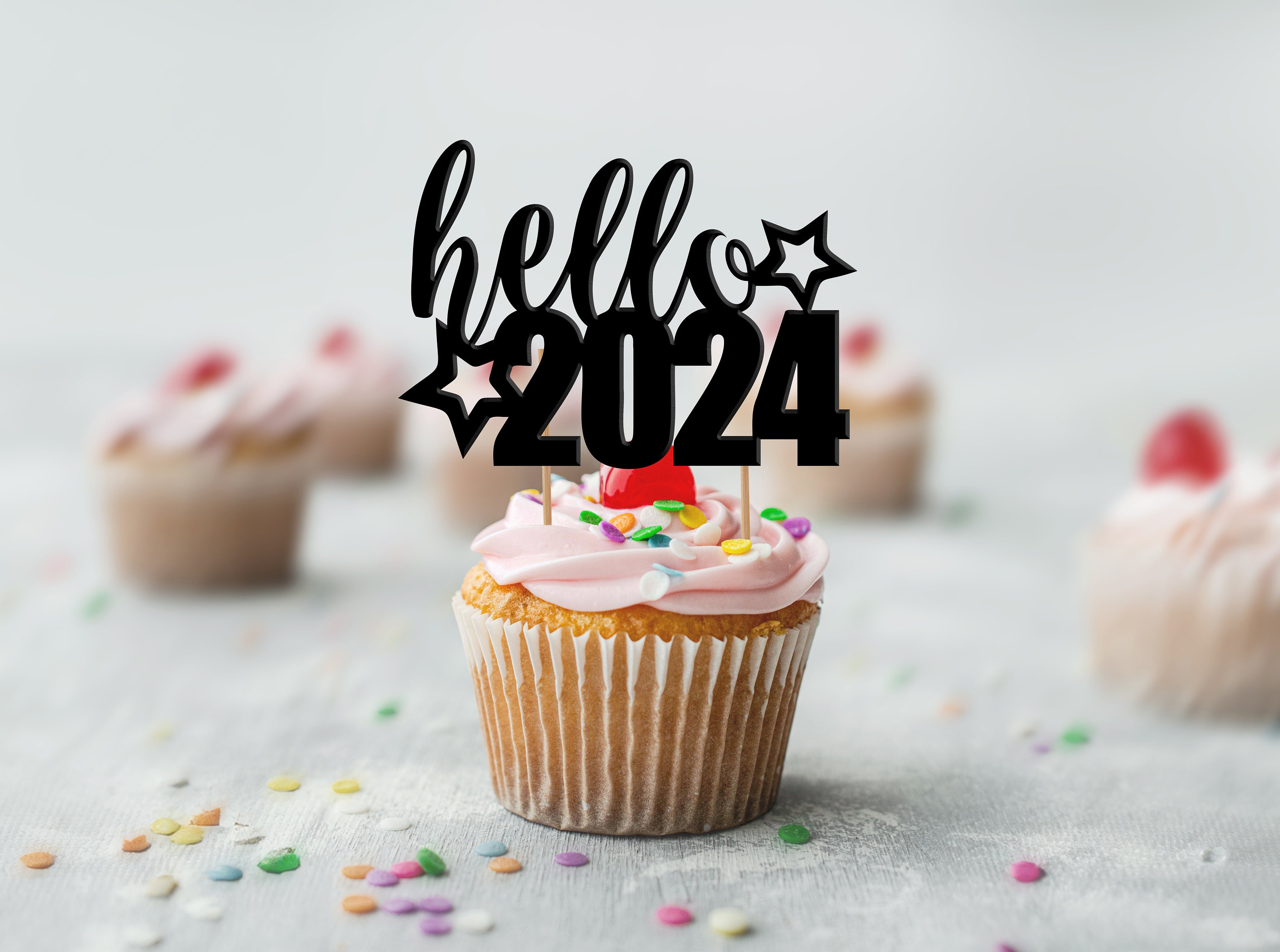 Hello 2024 Cake Topper Svg, New Years Eve Party Svg, Cake Topper Svg ...