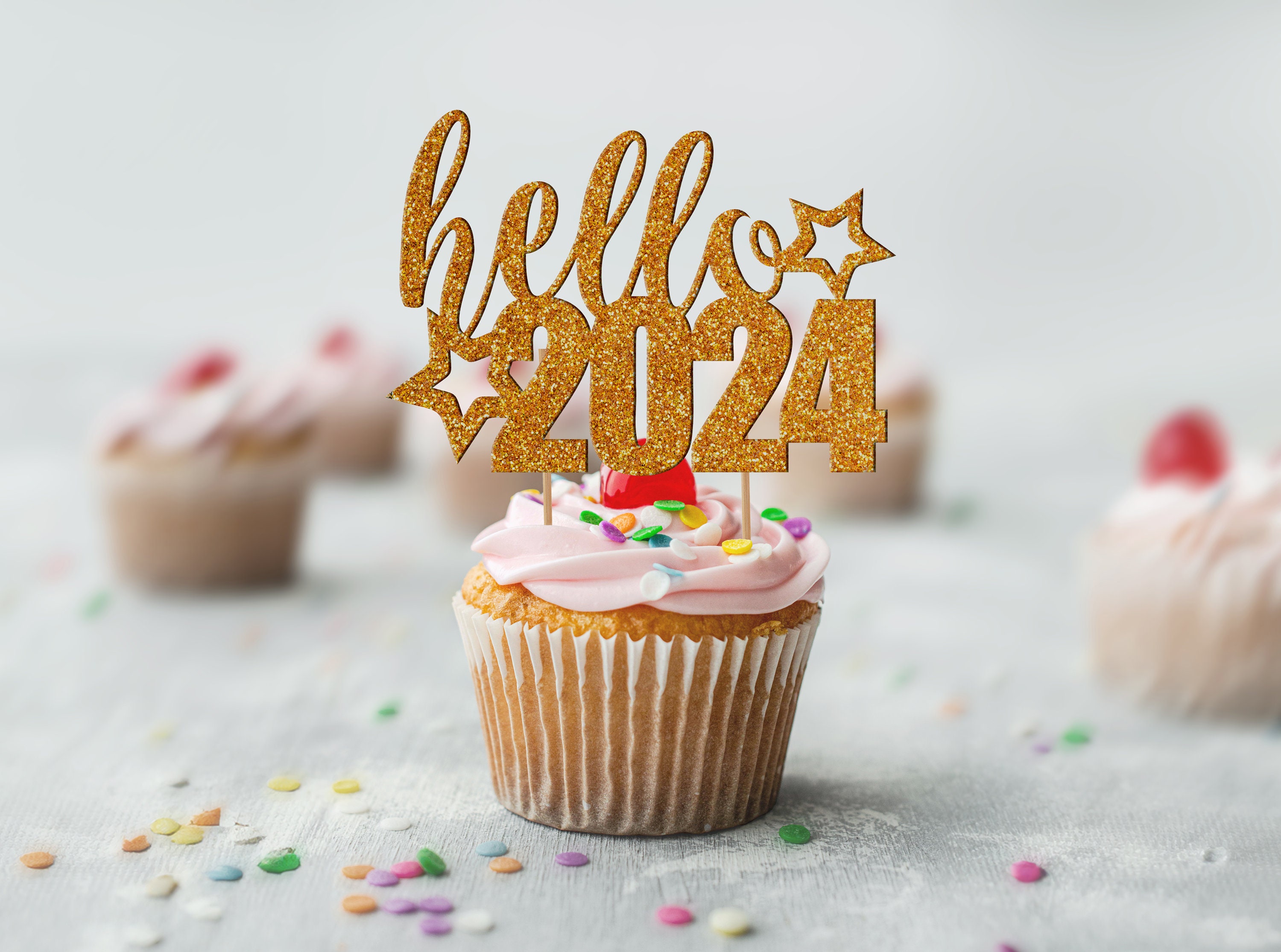 Hello 2024 Cake Topper Svg, New Years Eve Party Svg, Cake Topper Svg ...