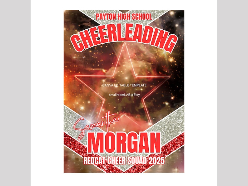 Cheerleader Senior Poster Template: Editable Canva Banner (digital ...