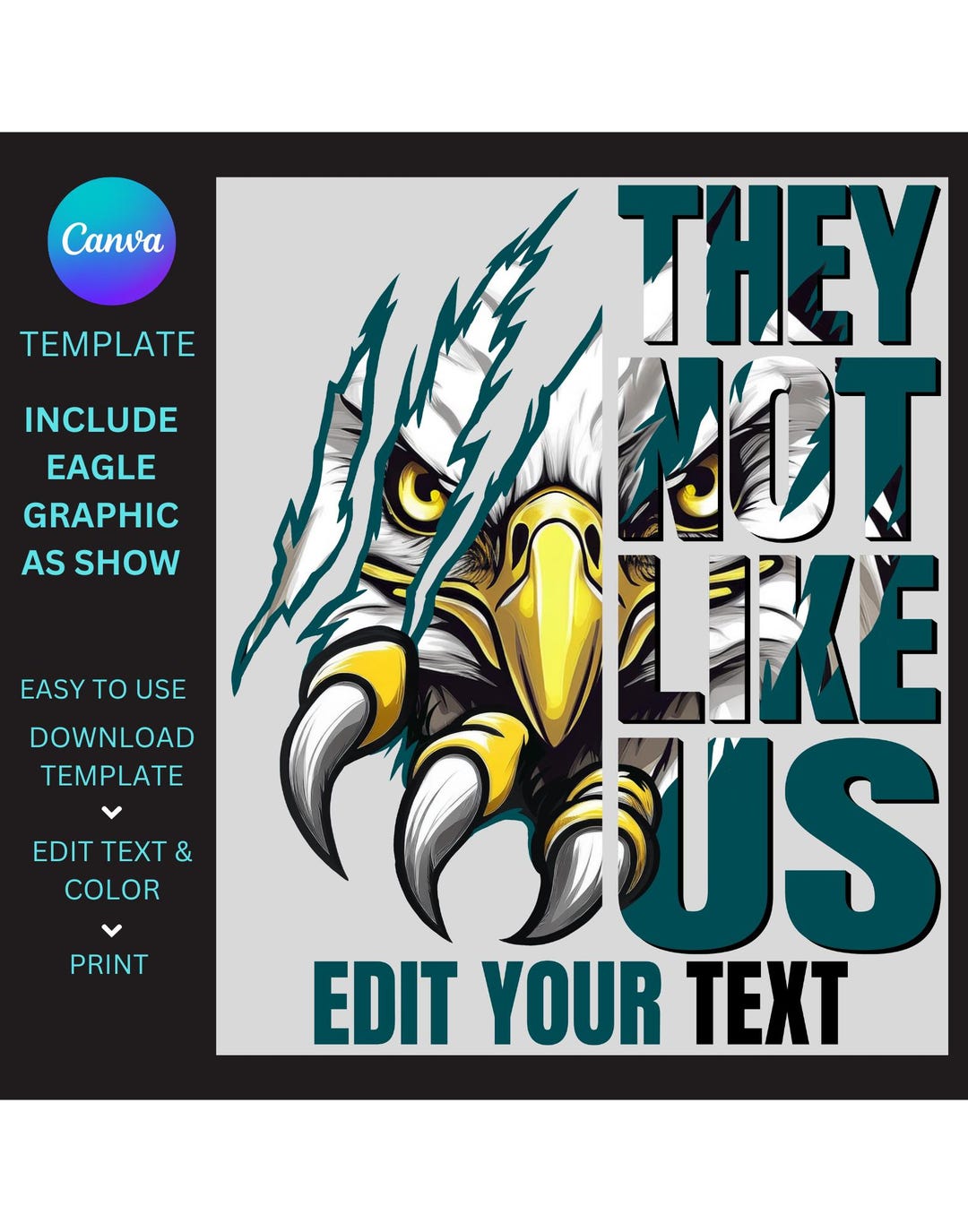 Eagle They Not Like Us Canva Template Include Eagle Graphic (digital ...