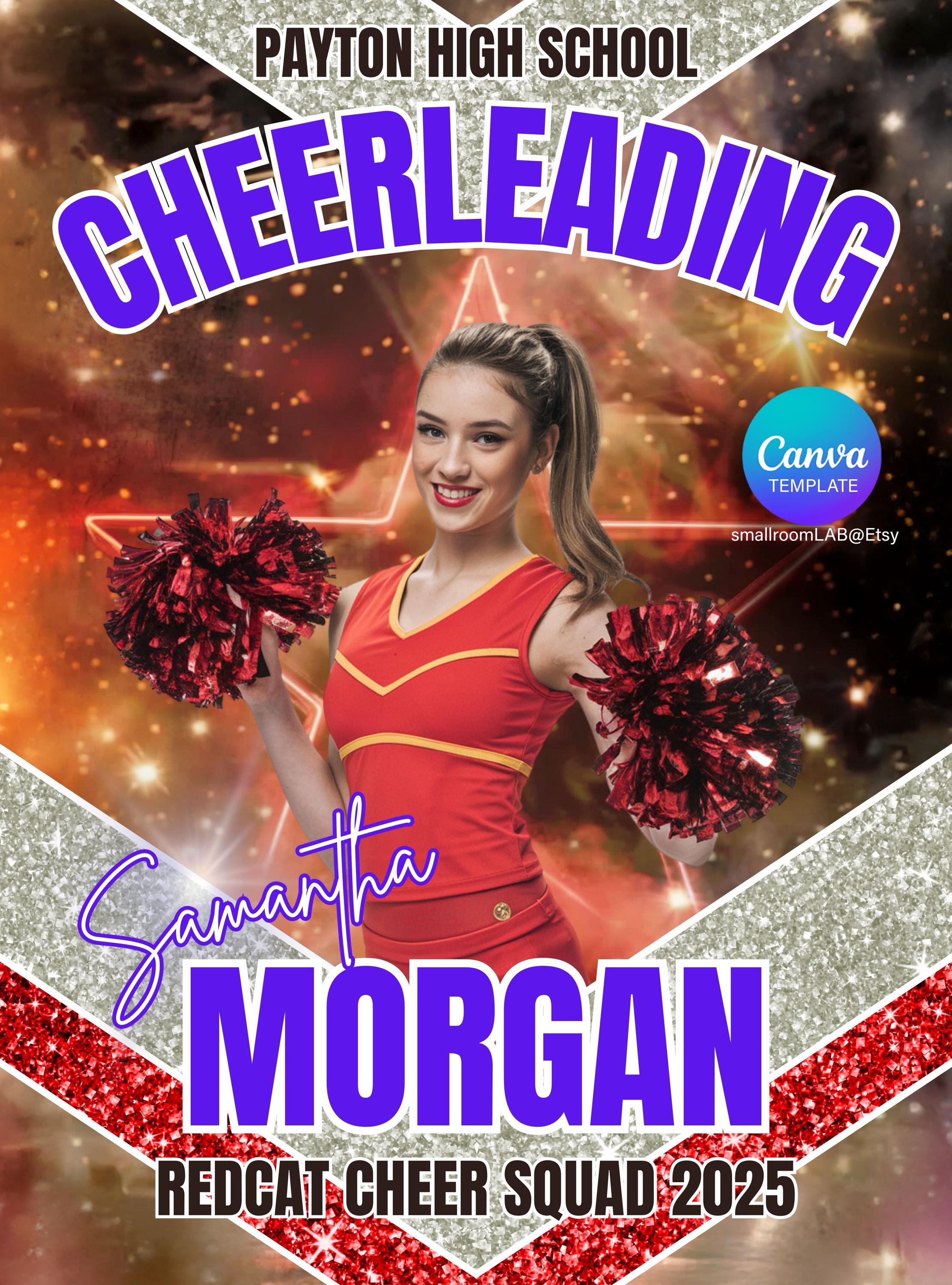 Cheerleader Senior Poster Template: Editable Canva Banner (digital ...