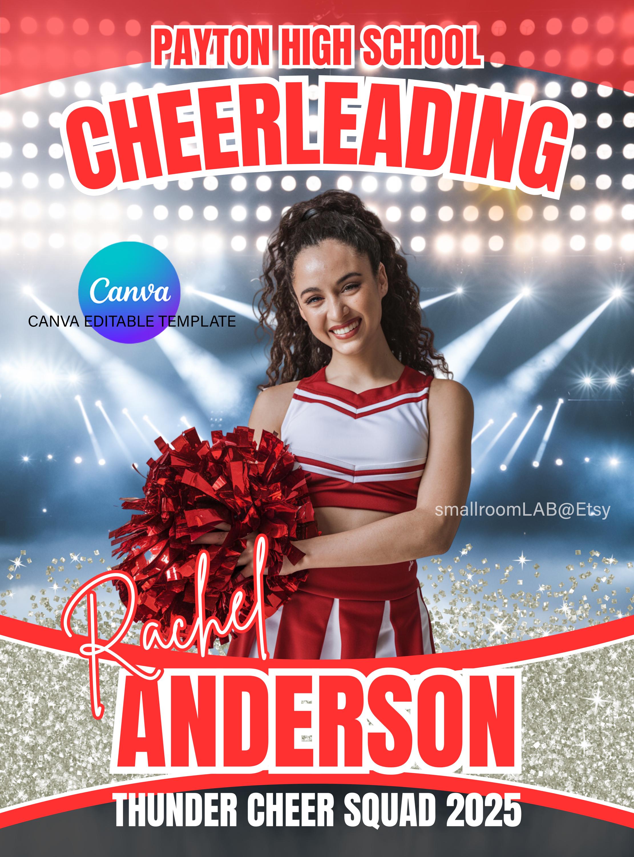 Editable Cheerleader Canva Template | Cheer Squad Banner, Senior Sports ...