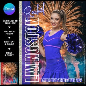 Cheerleading Senior Sports Banner Template Canva Editable Poster Design ...