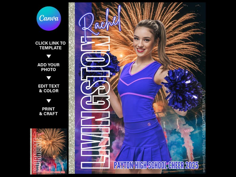 Cheerleading Senior Sports Banner Template - Canva Editable Poster ...