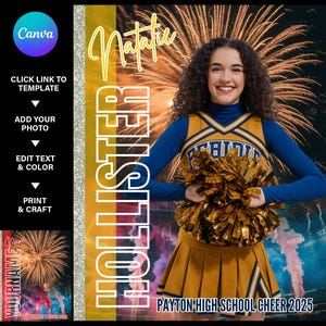 Cheerleading Senior Sports Banner Template Canva Editable Poster Design ...