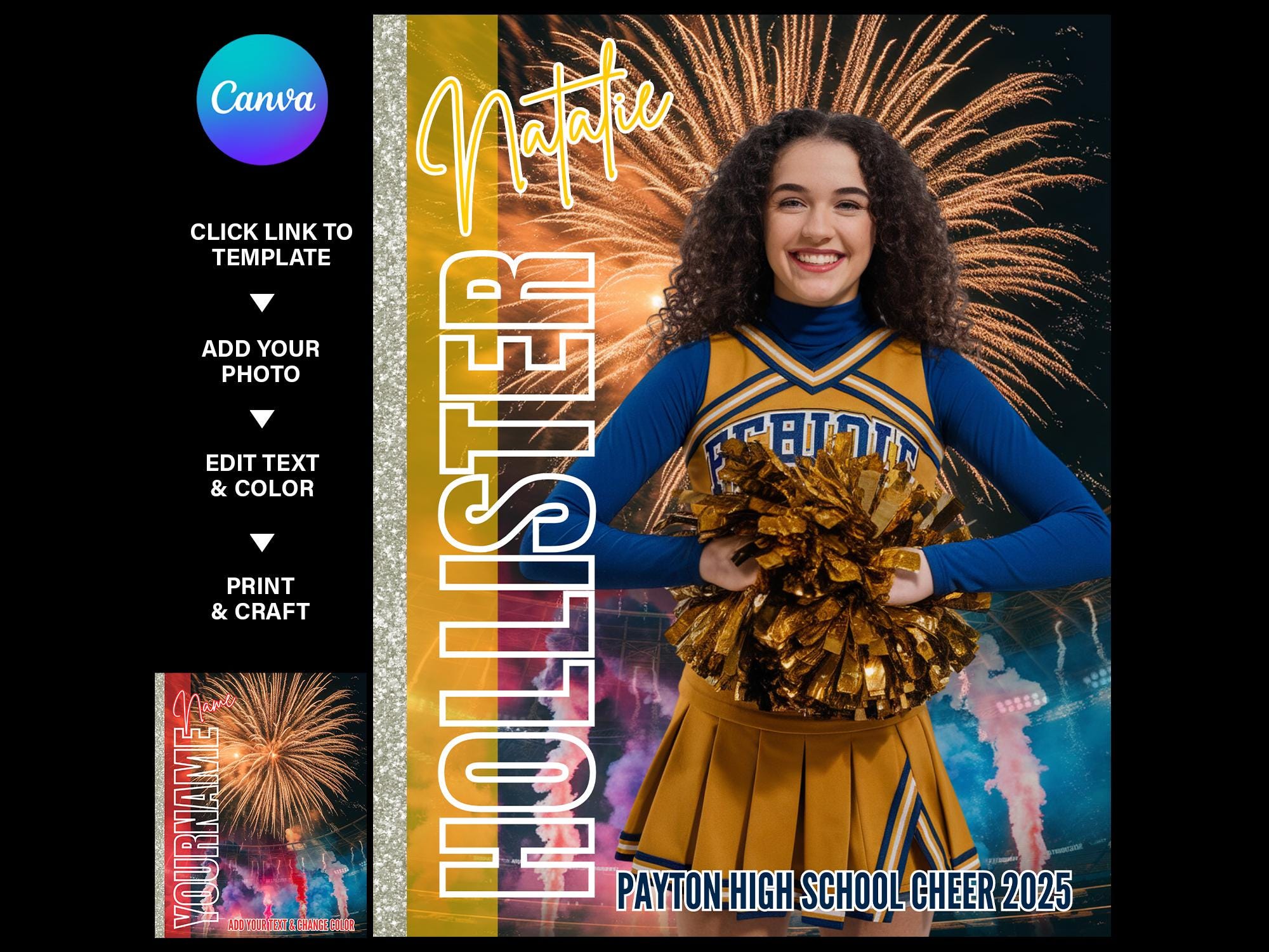 Cheerleading Senior Sports Banner Template - Canva Editable Poster ...