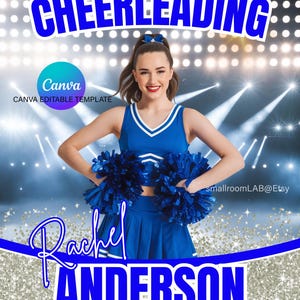 Editable Cheerleader Canva Template | Cheer Squad Banner, Senior Sports ...