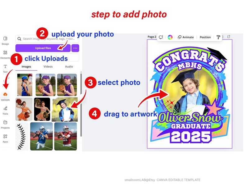 Editable Class of 2025 Graduation Fan Template | Custom Canva Printable ...