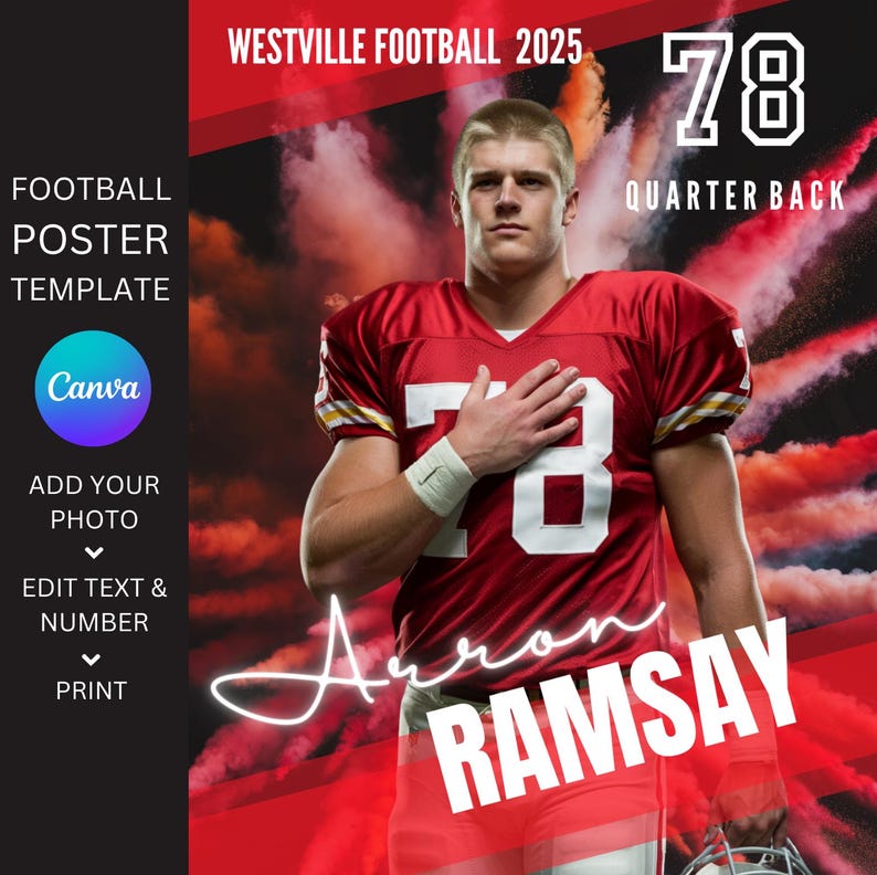 Customizable Football Senior Night Poster Template (canva, Digital ...