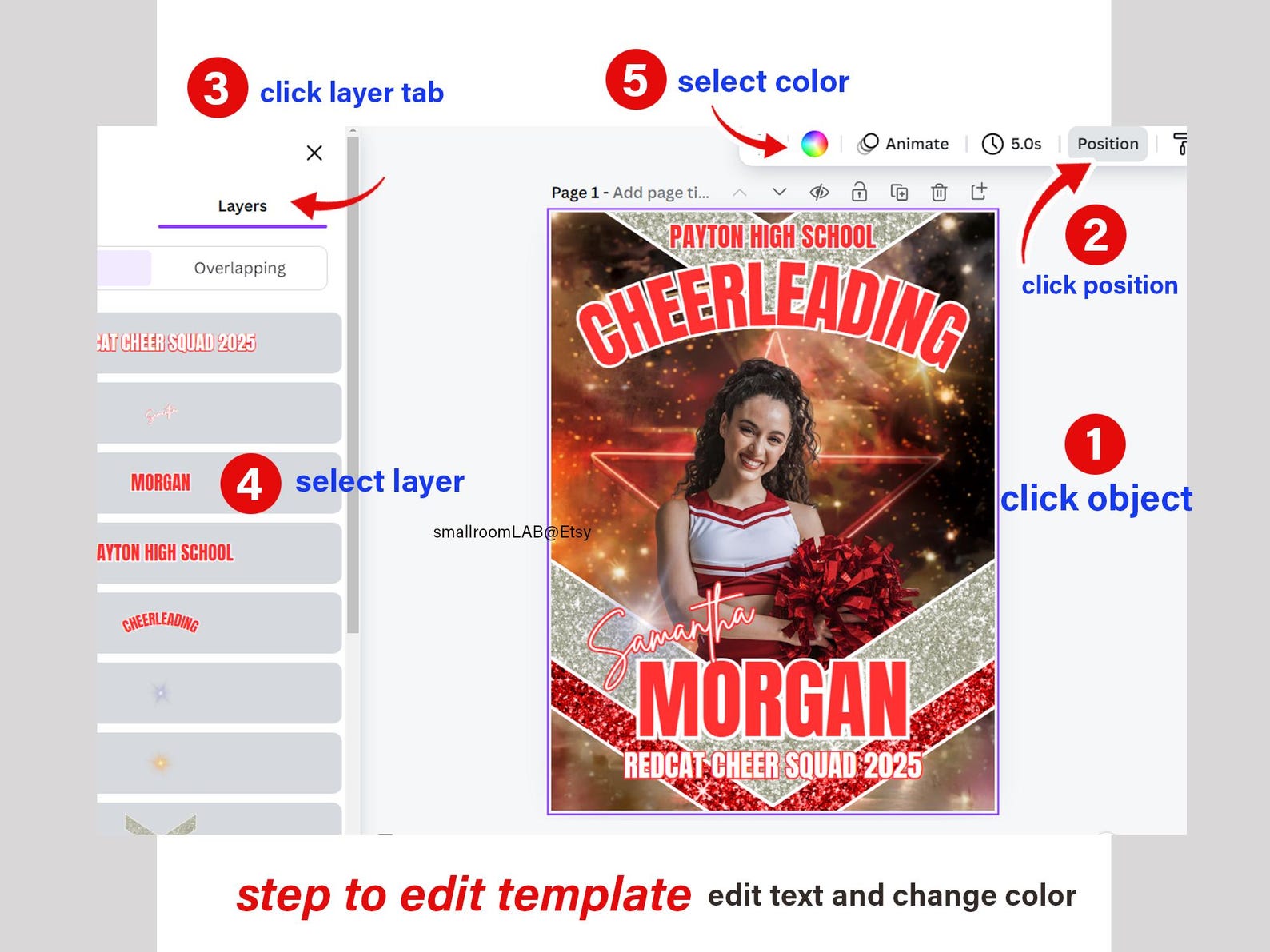Editable Cheerleader Canva Template | Cheer Squad Banner, Senior Sports ...