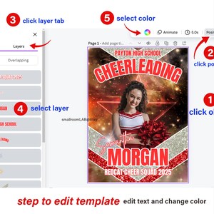 Editable Cheerleader Canva Template | Cheer Squad Banner, Senior Sports ...
