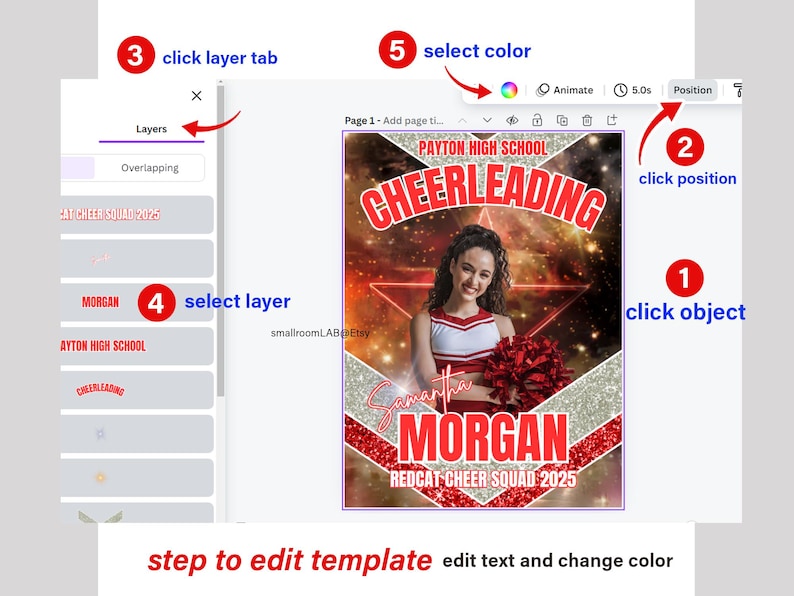 Editable Cheerleader Canva Template | Cheer Squad Banner, Senior Sports ...