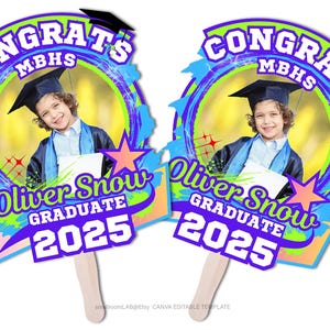 Editable Class of 2025 Graduation Fan Template | Custom Canva Printable ...
