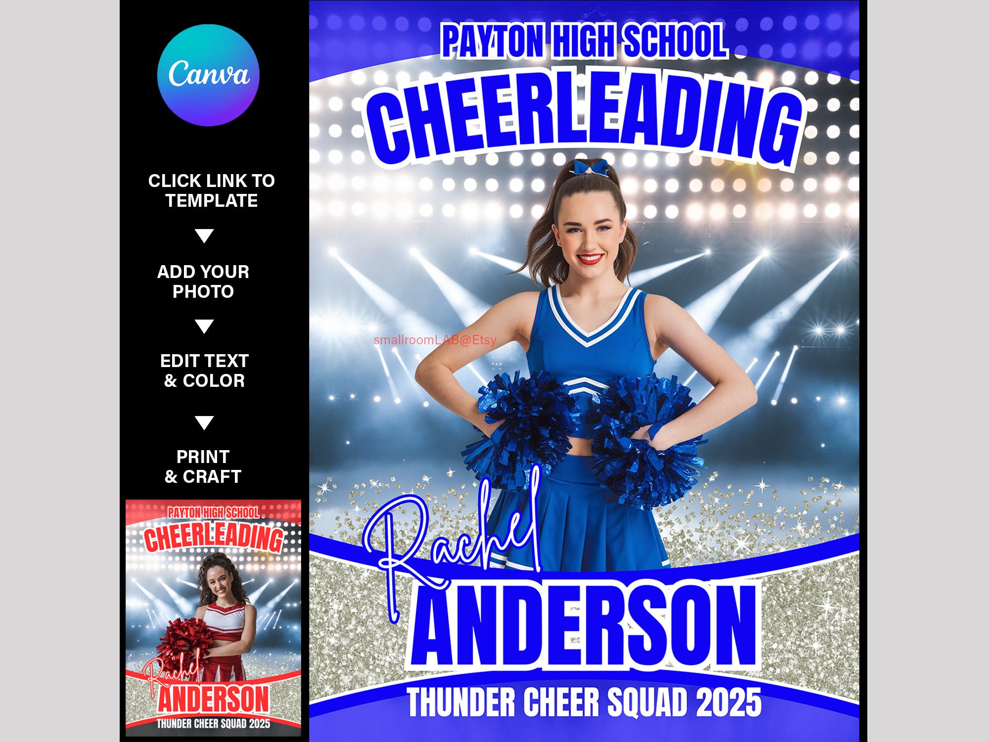 Editable Cheerleader Canva Template | Cheer Squad Banner, Senior Sports ...